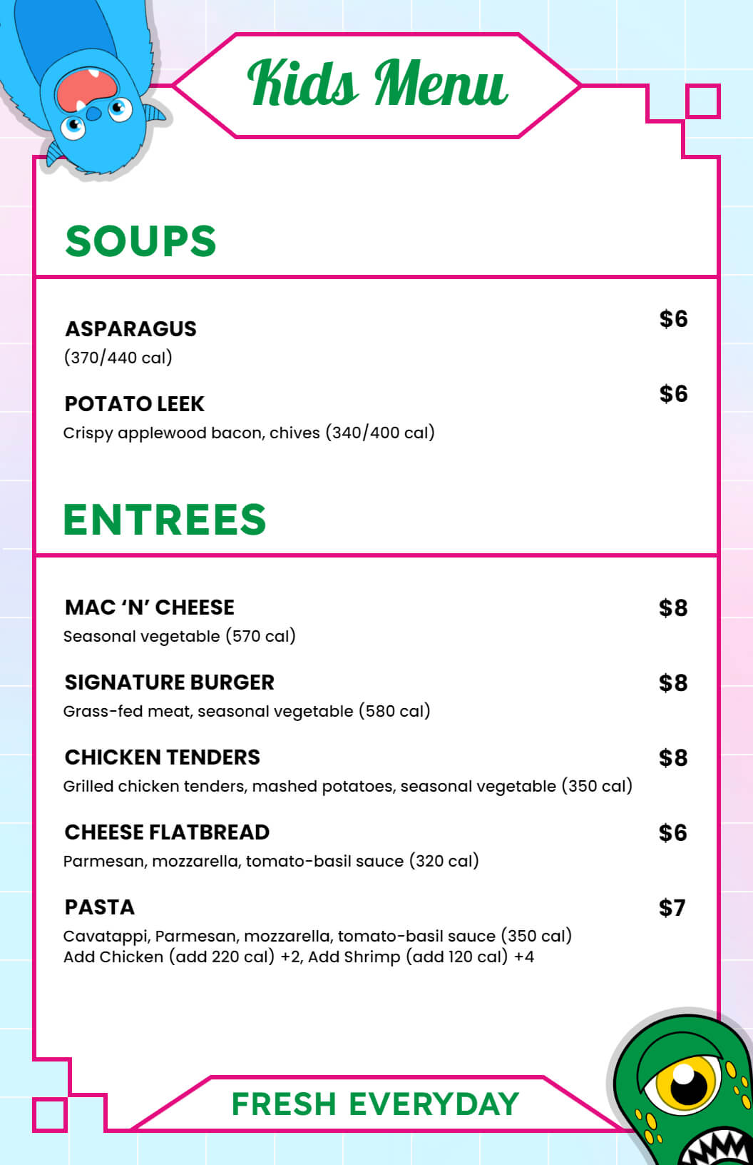 Free Customizable Kids Menu Templates