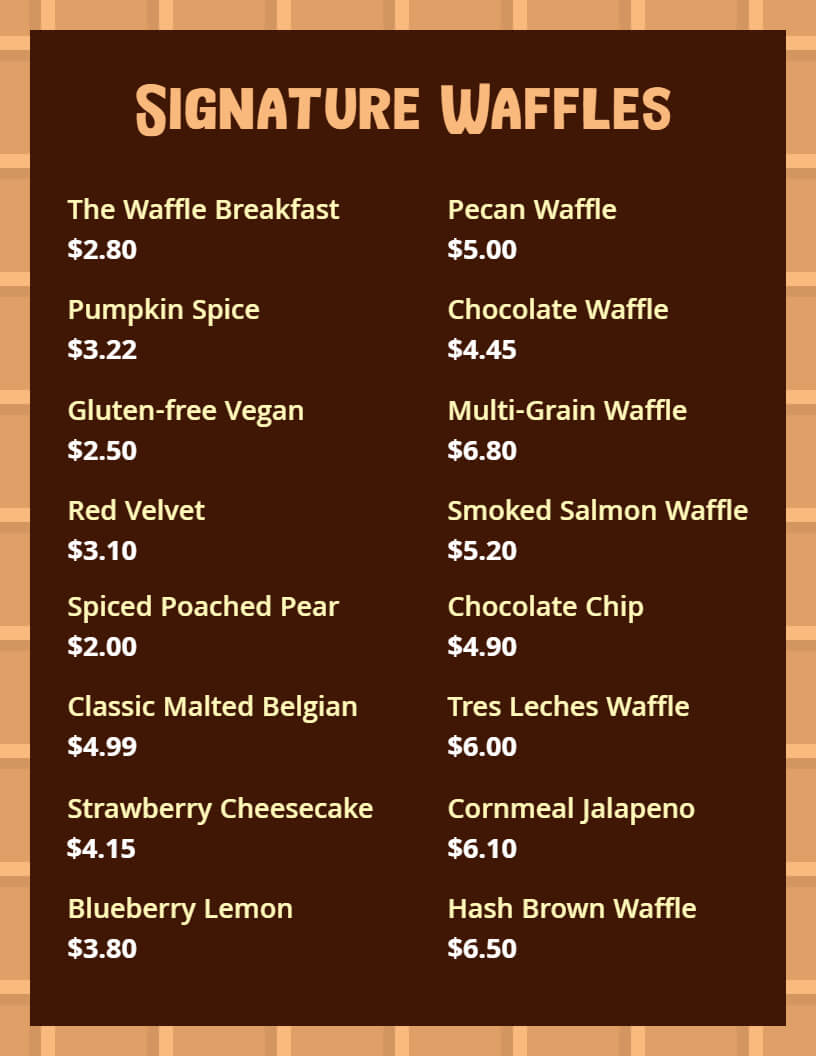 Free Customizable Dessert Menu Templates