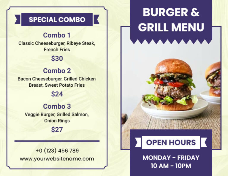 Free Customizable Burger Menu Templates
