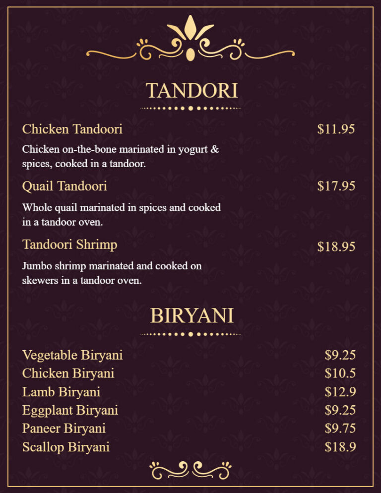 Free Editable Food Menu Templates