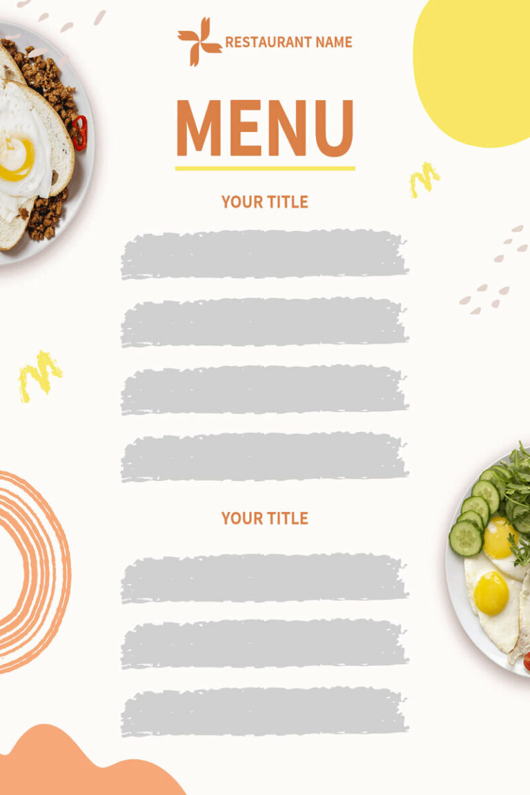 Free Customizable Blank Menu Templates