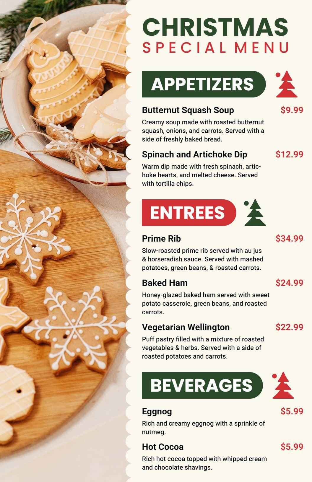 Free Customizable Christmas Menu Templates