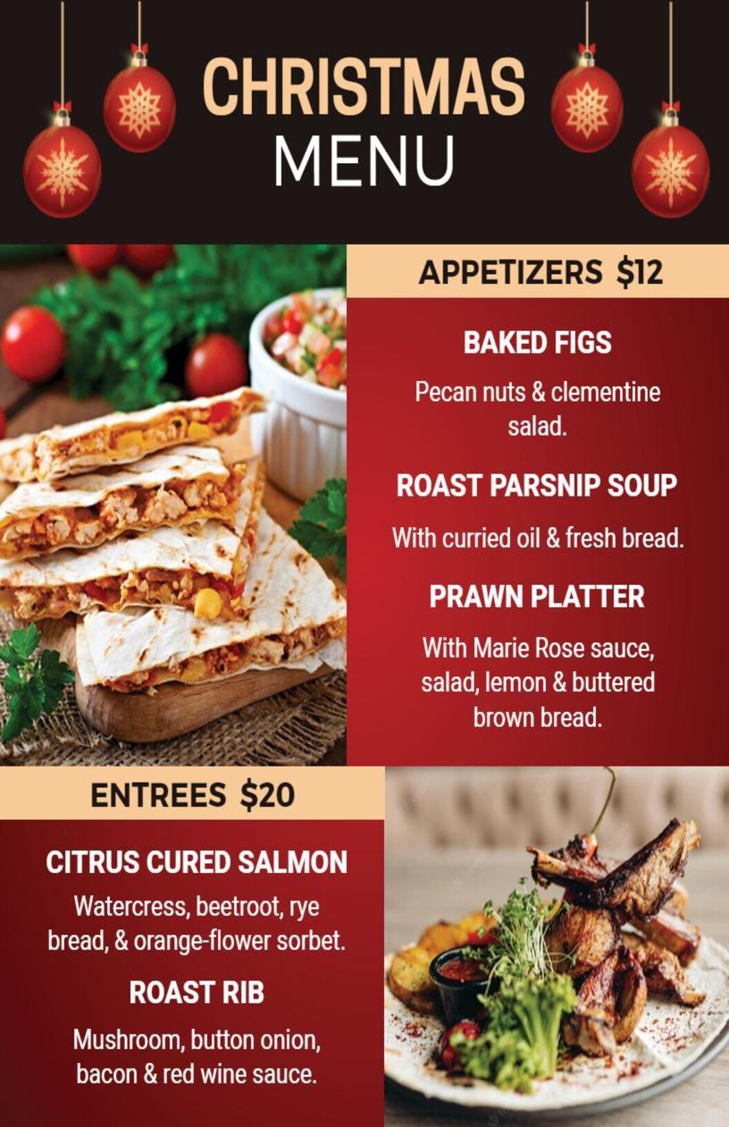 Free Customizable Christmas Menu Templates