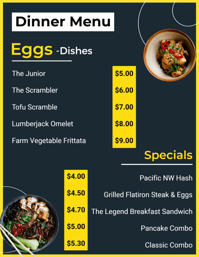 Free Customizable Dinner Menu Templates