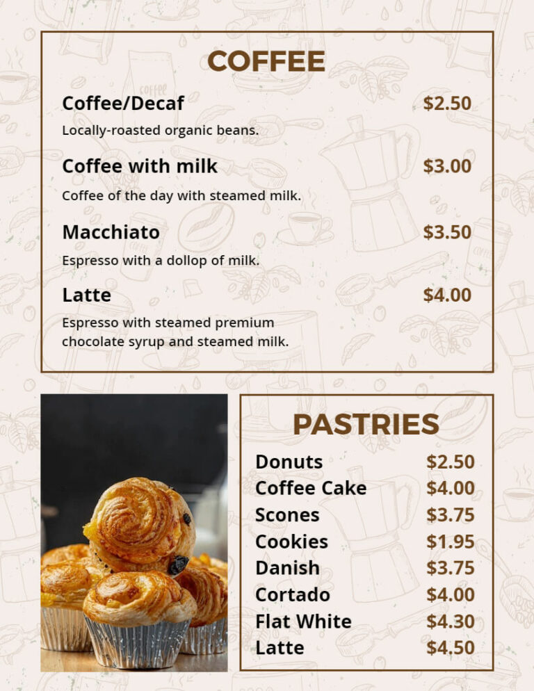 Free Editable Coffee Menu Templates