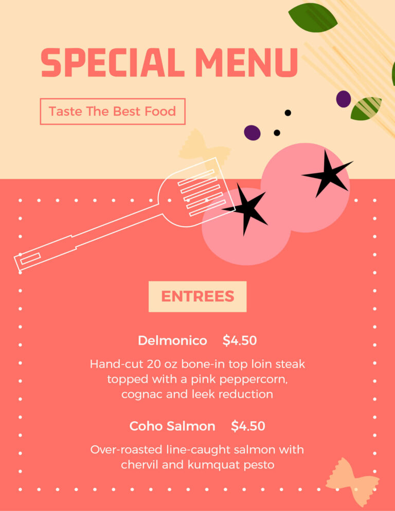 Free Customizable Fancy Menu Templates