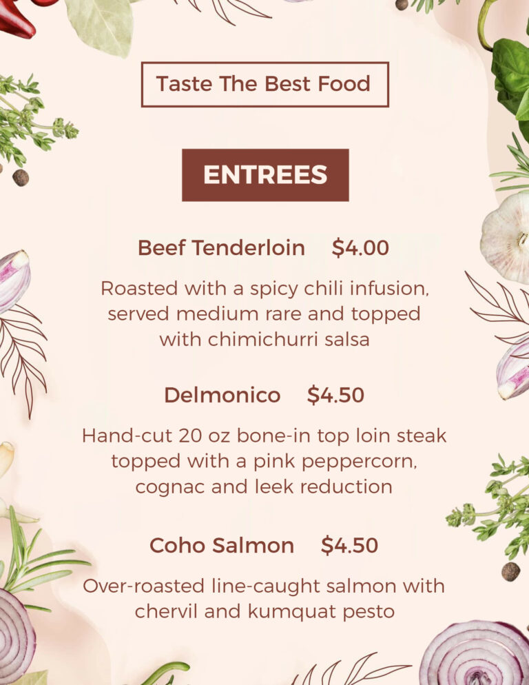 Free Customizable Fancy Menu Templates