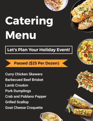 Catering Menu Templates - Free | Editable | Printable