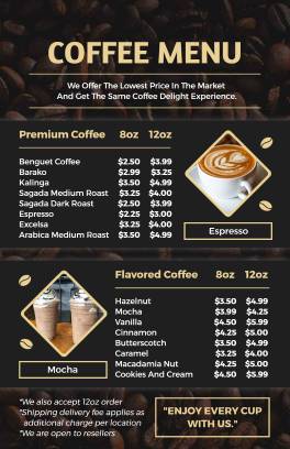 Coffee Shop Menu Templates: Find Menu Ideas for Coffee Shops