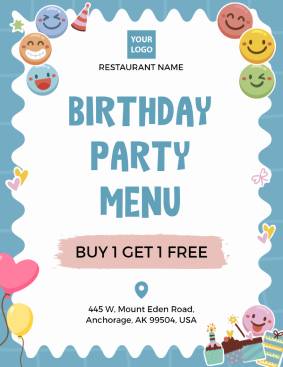 Birthday Menu Templates - Free | Customizable | Downloadable