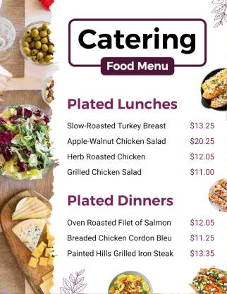 Catering Menu Templates - Free | Editable | Printable