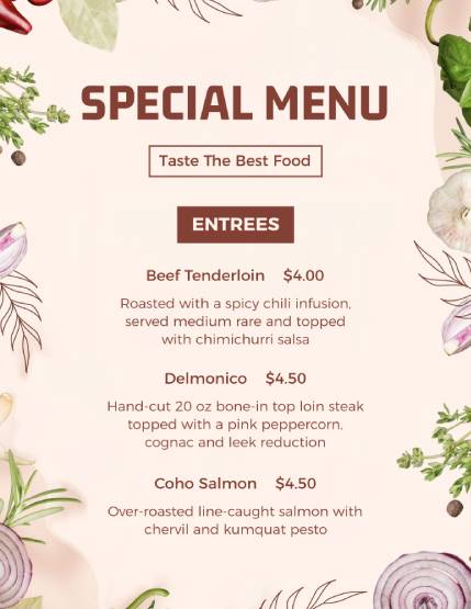 Fancy Menu Templates - Free | Editable | Downloadable