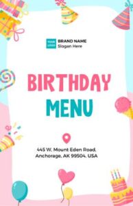 Birthday Menu Templates - Free | Customizable | Downloadable
