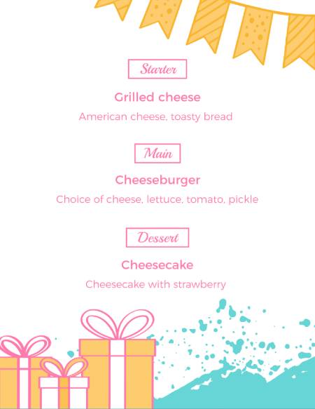 Birthday Menu Templates - Free | Customizable | Downloadable