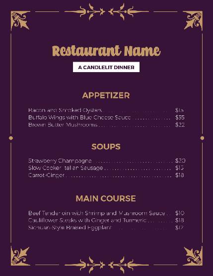 Fancy Menu Templates - Free | Editable | Downloadable