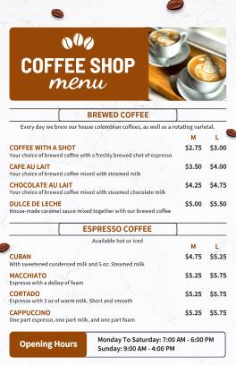 Coffee Menu Templates - Free | Printable | Downloadable