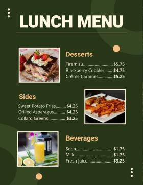 Lunch Menu Templates - Free | Customizable | Downloadable