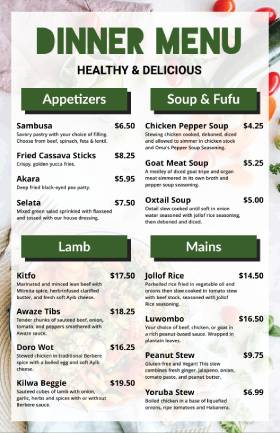 Dinner Menu Templates - Free | Printable | Downloadable