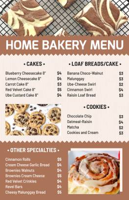 Bakery Menu Templates - Free | Printable | Downloadable