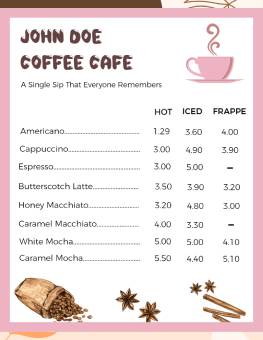 Coffee Menu Templates - Free | Printable | Downloadable