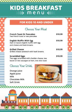 Breakfast Menu Templates - Free | Editable | Downloadable