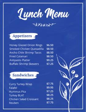 Lunch Menu Templates - Free | Customizable | Downloadable