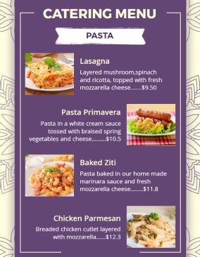 Catering Menu Templates - Free | Editable | Printable