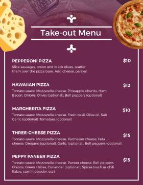 Pizza Menu Templates - Free | Printable | Downloadable