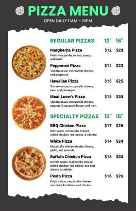 Pizza Menu Templates - Free | Printable | Downloadable