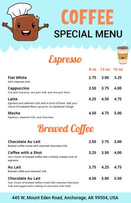 Coffee Menu Templates - Free | Printable | Downloadable