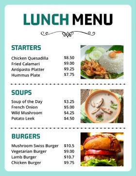 Lunch Menu Templates - Free | Customizable | Downloadable