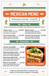 Mexican Menu Templates - Free | Editable | Downloadable