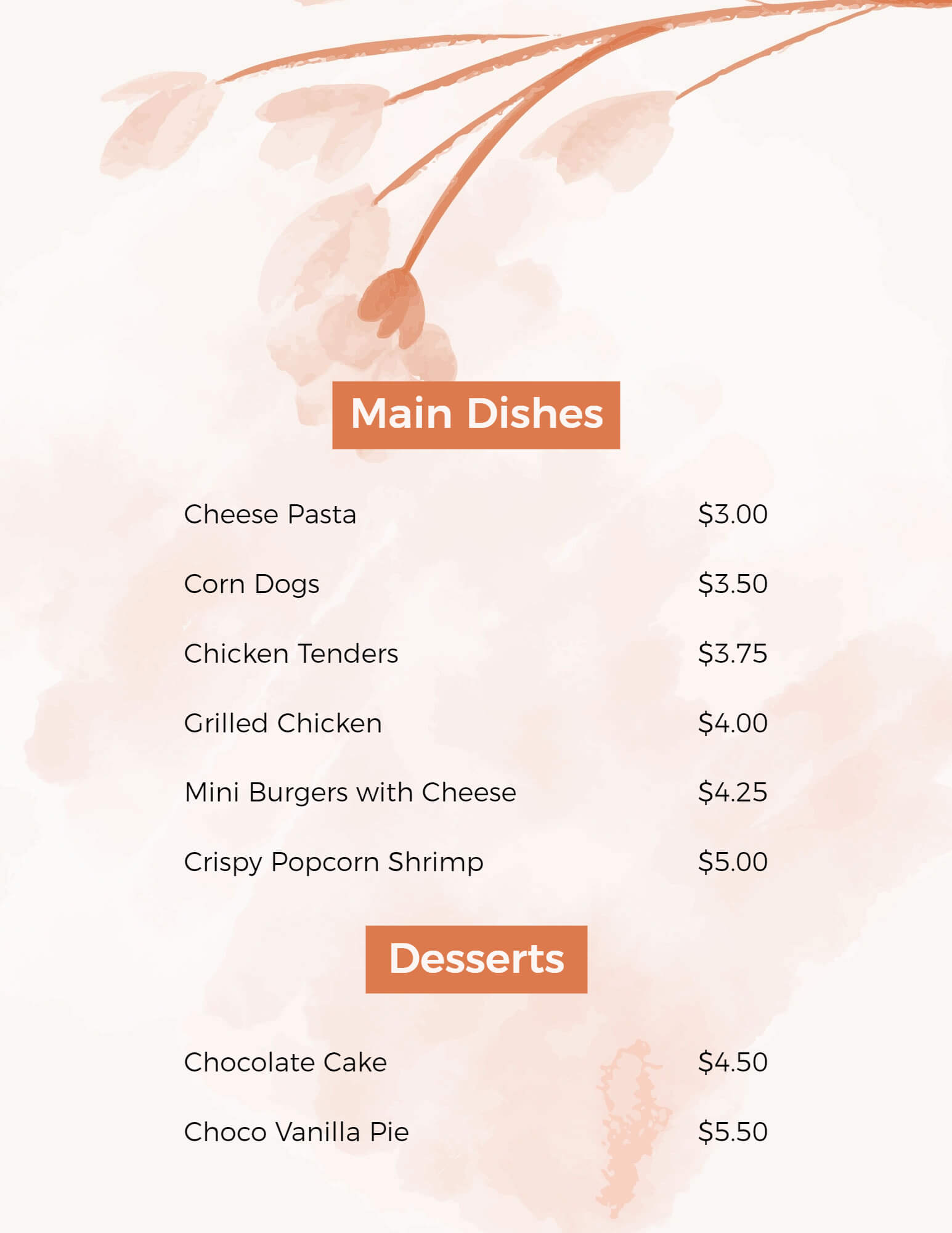 menu style