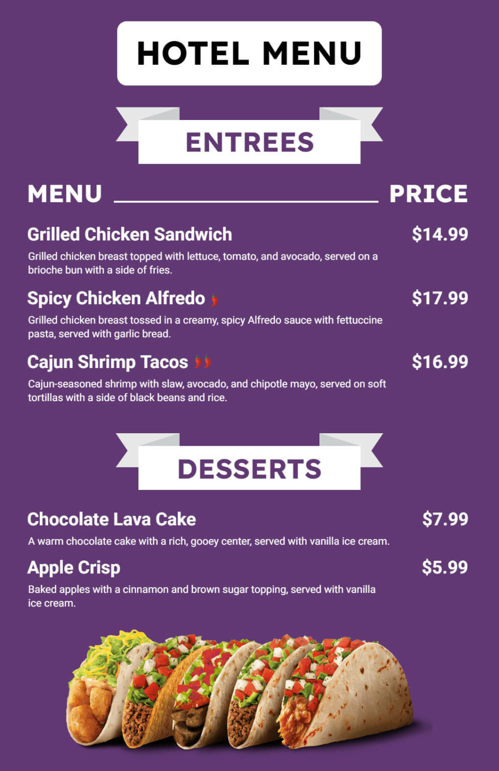 Free Customizable Hotel Menu Templates