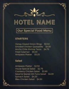 Hotel Menu Templates - Free | Editable | Downloadable