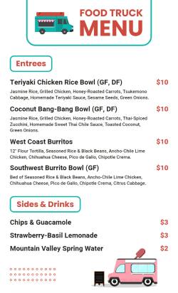 Food Truck Menu Templates - Free | Editable | Downloadable
