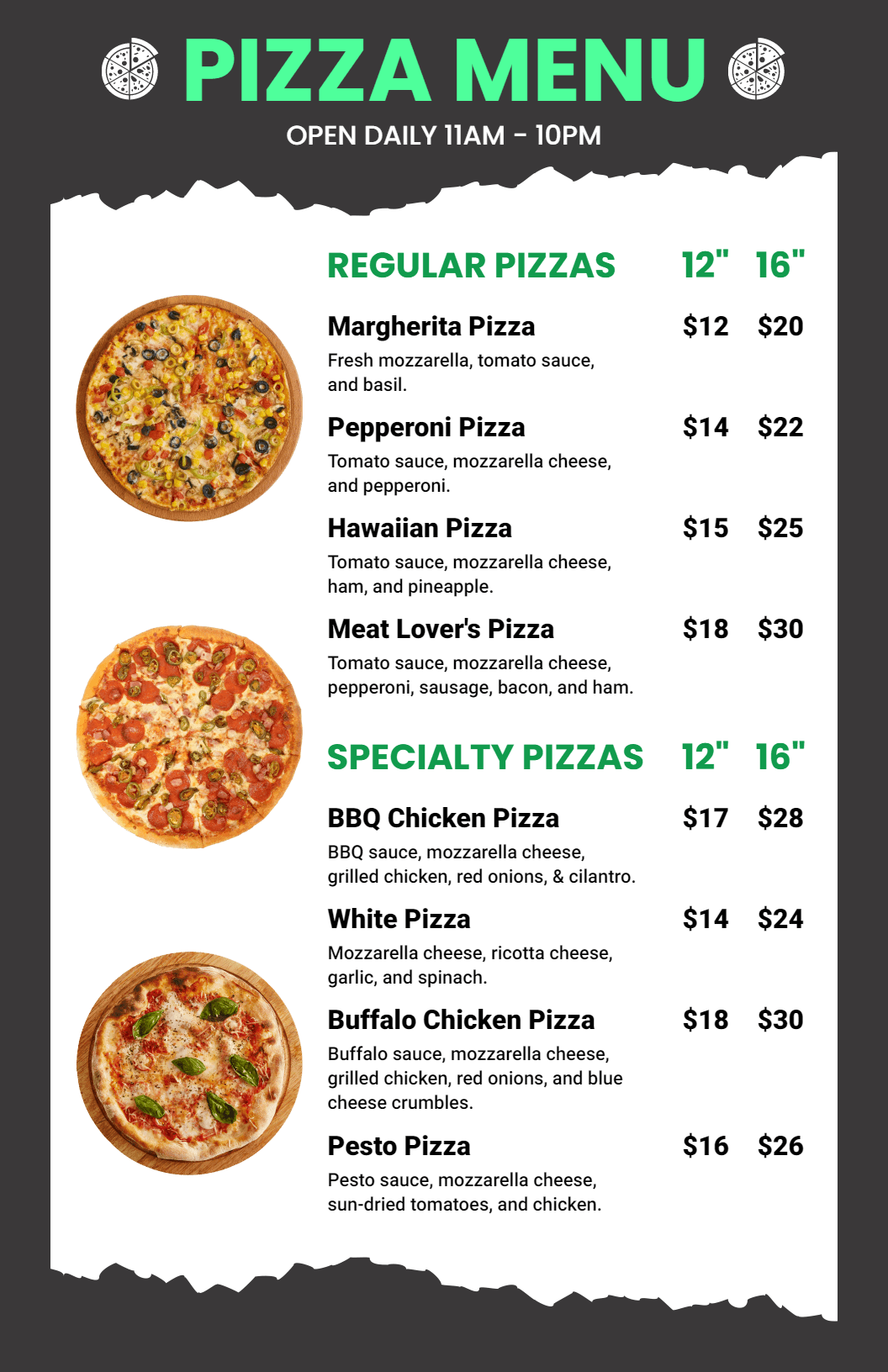 Restaurant Menu Ideas