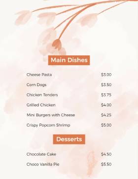 A La Carte Menu Templates - Free | Editable | Downloadable