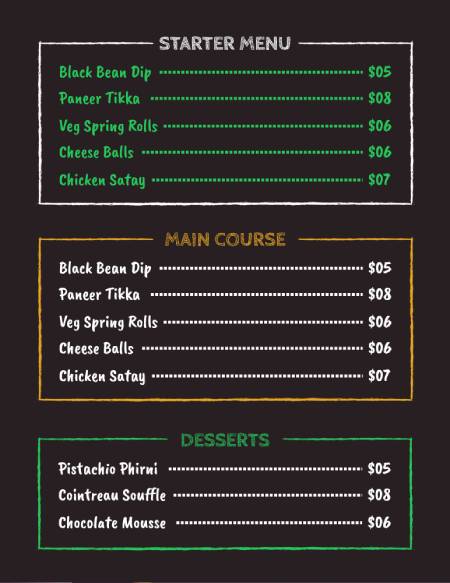 Party Menu Templates - Free | Editable | Downloadable