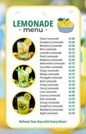 Drink Menu Templates - Free | Editable | Downloadable