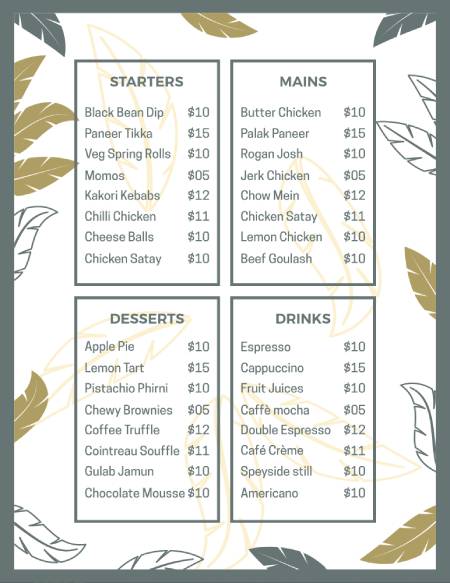 Party Menu Templates - Free | Editable | Downloadable