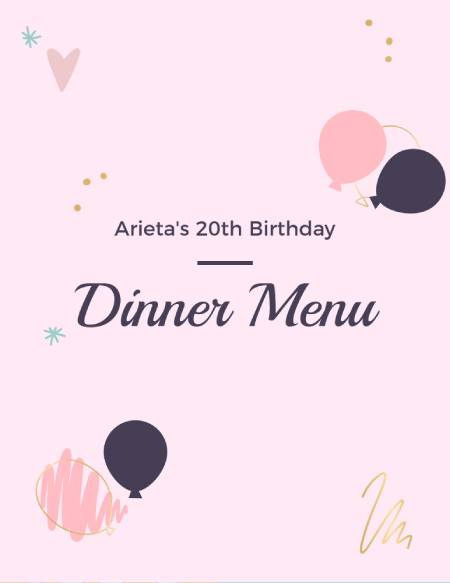 Party Menu Templates - Free | Editable | Downloadable