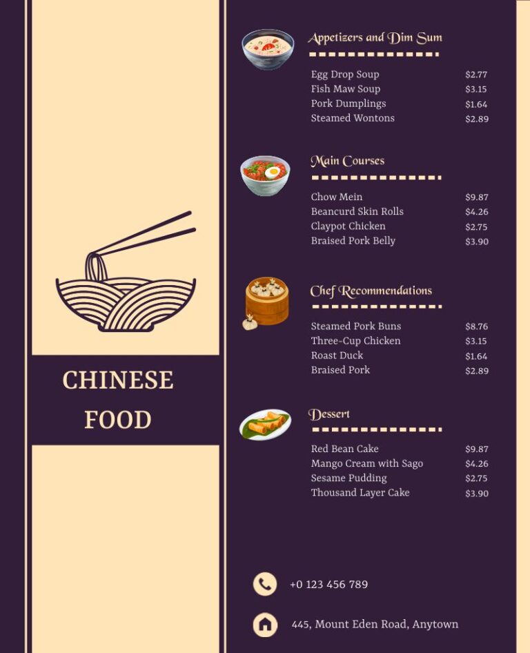Creative Chinese Food Menu Design For Chinese Restaurants