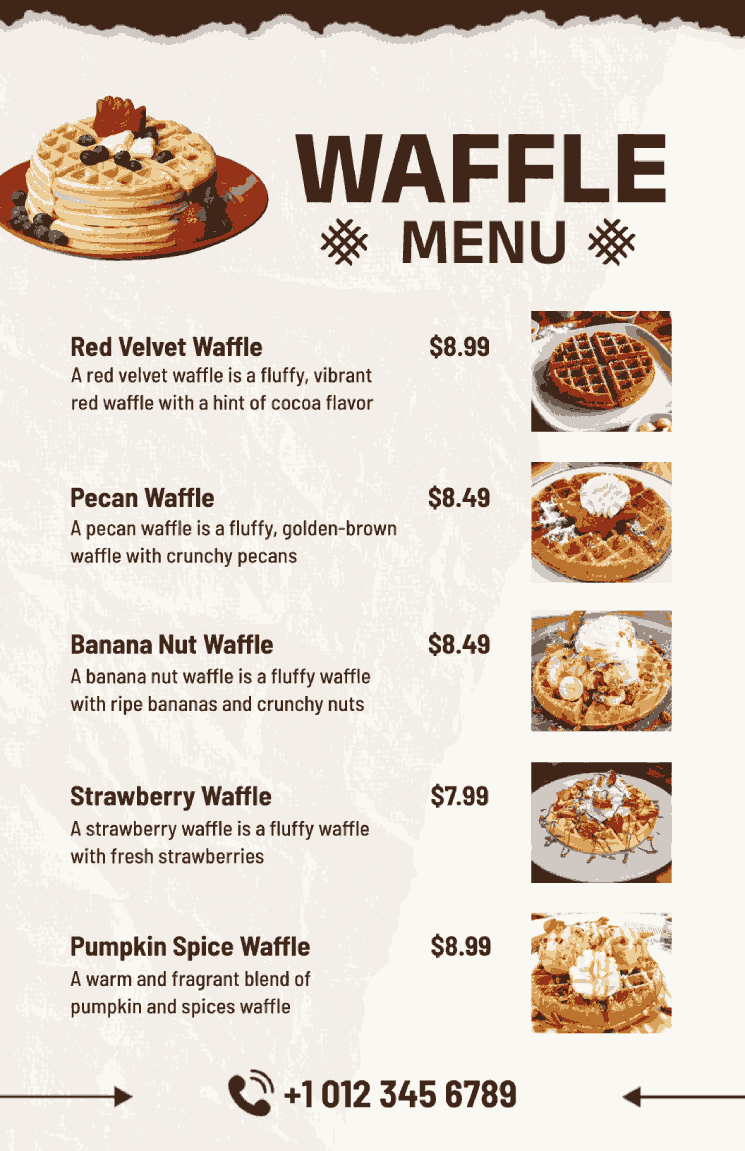 Minimal Waffle Menu Template For Your Waffle Store