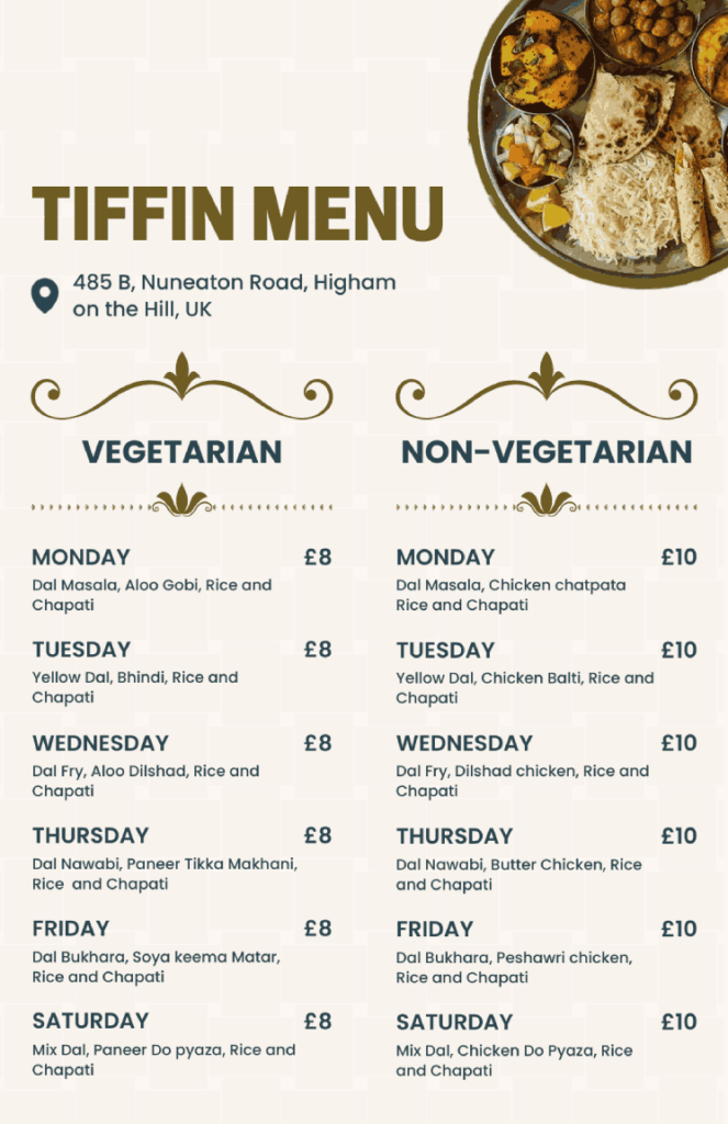 Minimalist Tiffin Menu Template for Your Business