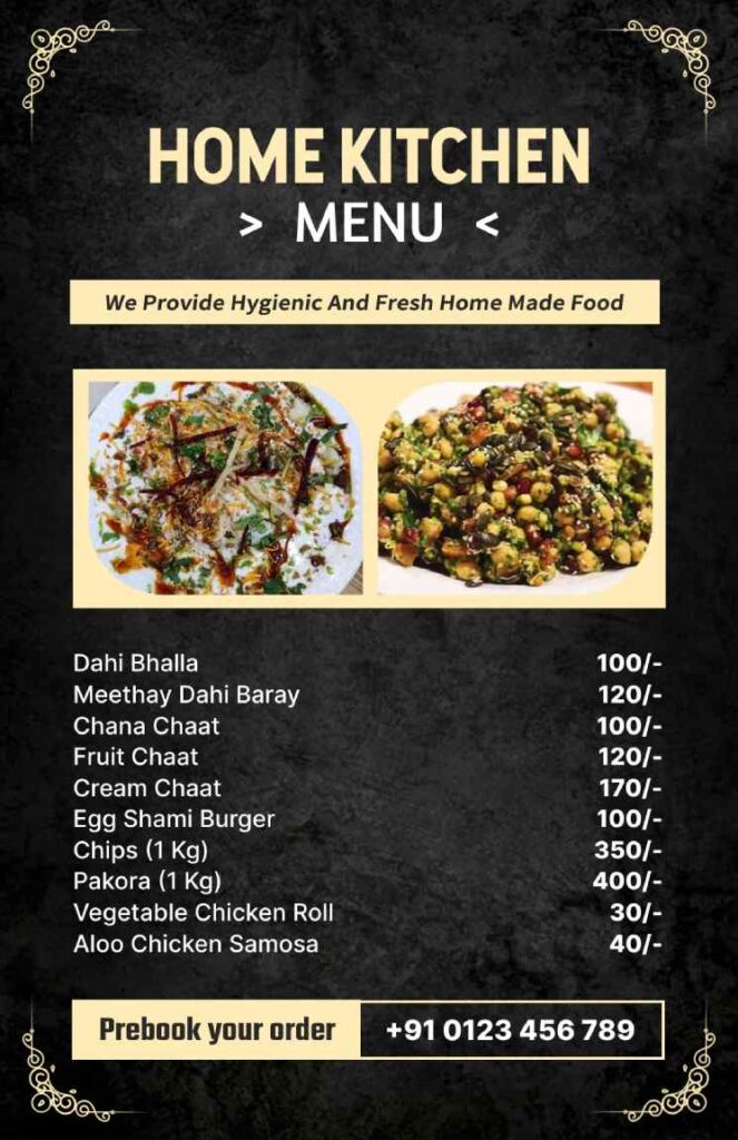 Simple Home Kitchen Menu Template To Showcase Your Dishes