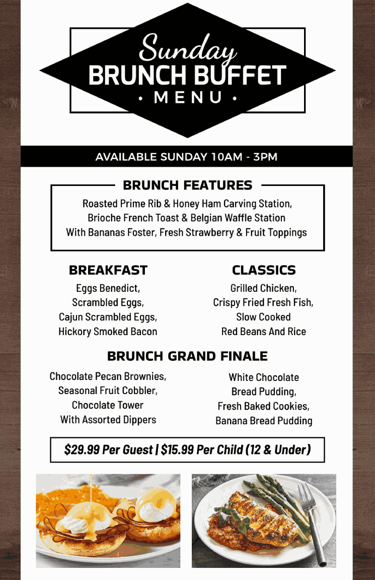 Simple Sunday Brunch Buffet Menu Design For Any Event