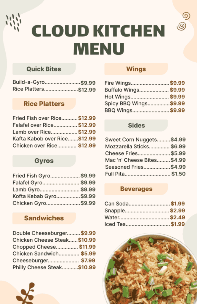 Stylish Cloud Kitchen Menu Design For Modern Kitchens