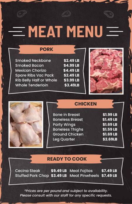 Classic Meat Menu Template Perfect for Butcher Shops