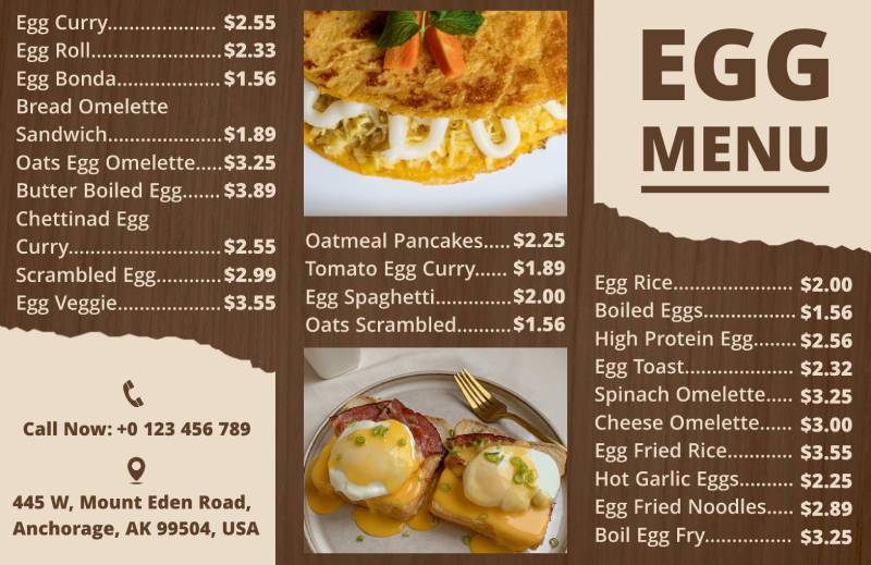 Classic Egg Menu Template Perfect for Cafes and Small Eateries